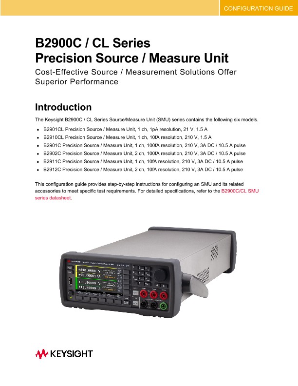 B2900C/CL Series Precision Source/Measure Unit PDF Asset Page | Keysight